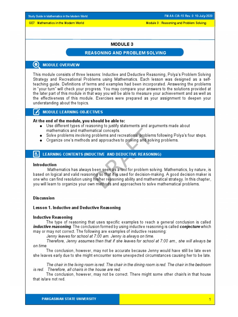 Module 3 | PDF | Reason | Inductive Reasoning