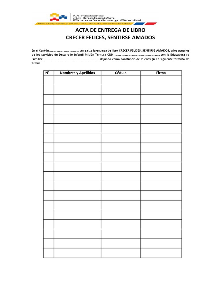 Acta de Entrega de Libro | PDF