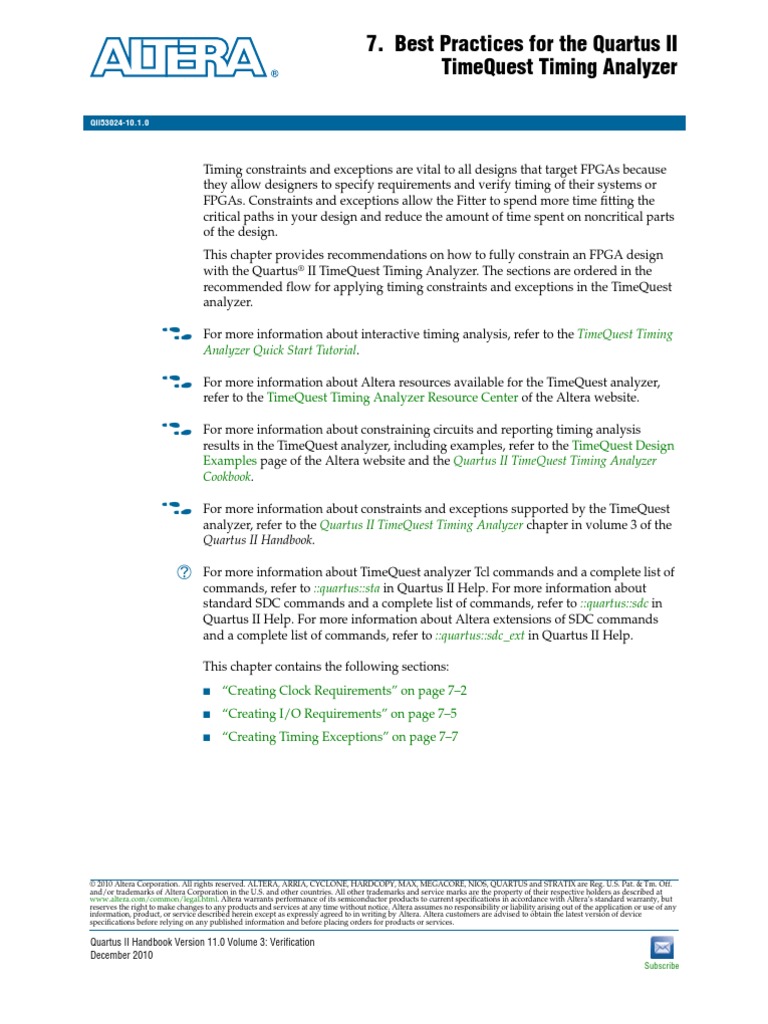 Best Practices For The Quartus Ii Timequest Timing Analyzer | PDF | Field Programmable Gate ...