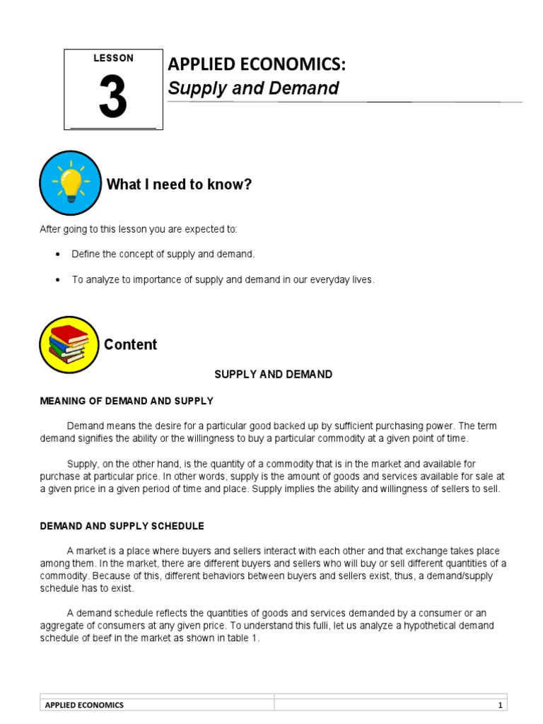 Week 3 Supply and Demand | PDF | Supply And Demand | Supply (Economics)
