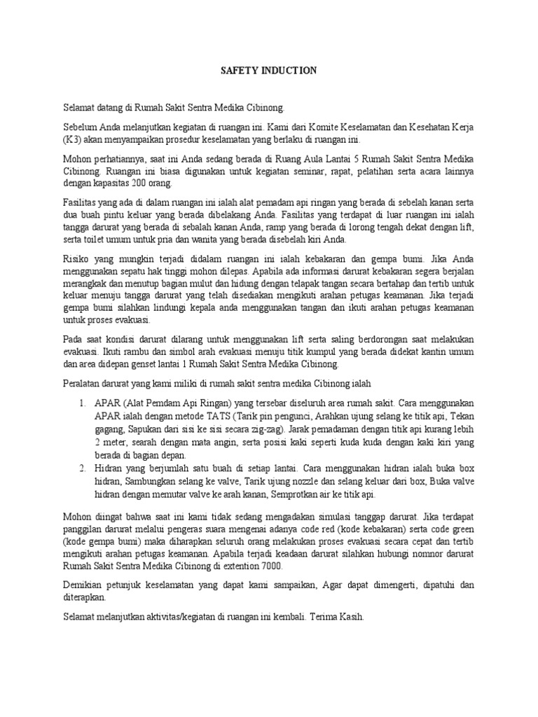 Safety Induction | PDF