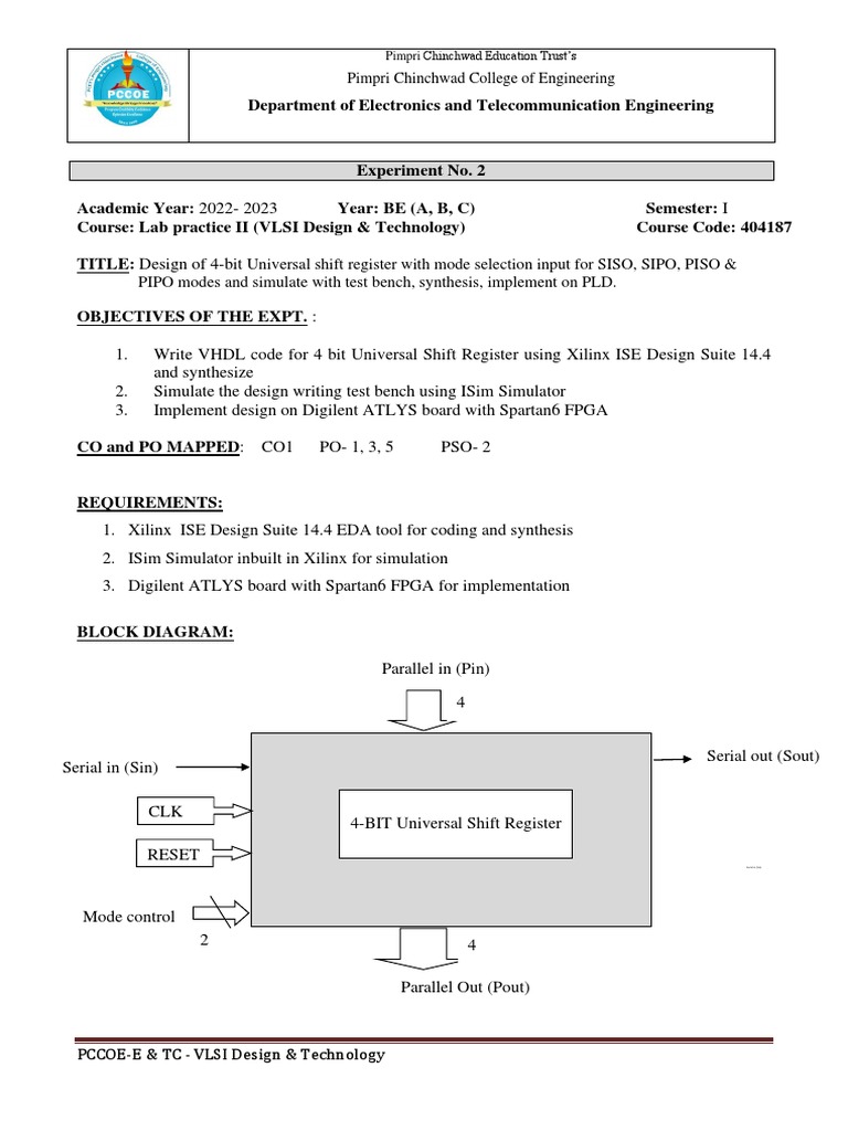 Lab Manual Exp 2 2022 23 | PDF | Vhdl | Information Age
