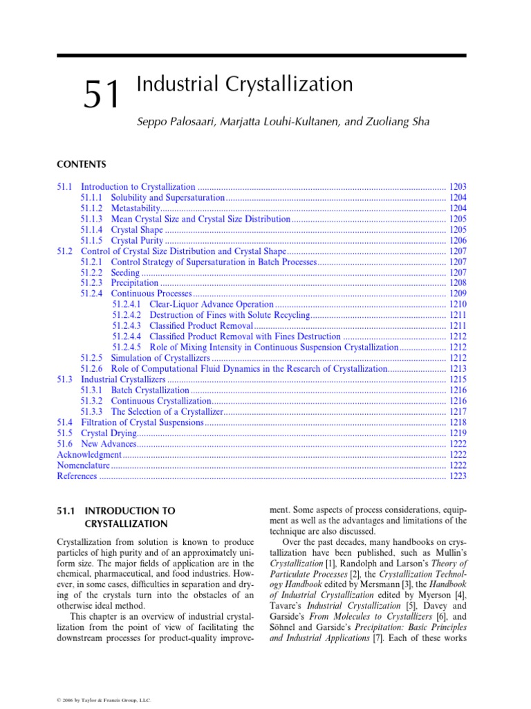 Industrial Crystallization: Seppo Palosaari, Marjatta Louhi-Kultanen, and Zuoliang Sha | PDF ...