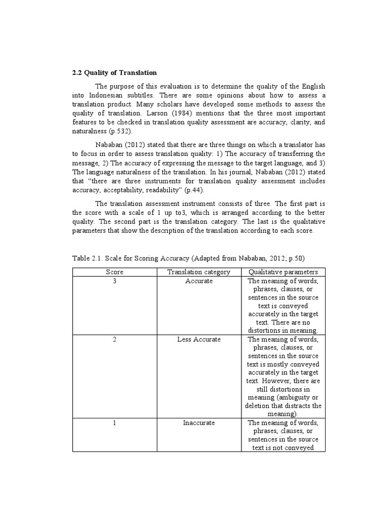 Assessing the Quality of English to Indonesian Subtitle Translations ...