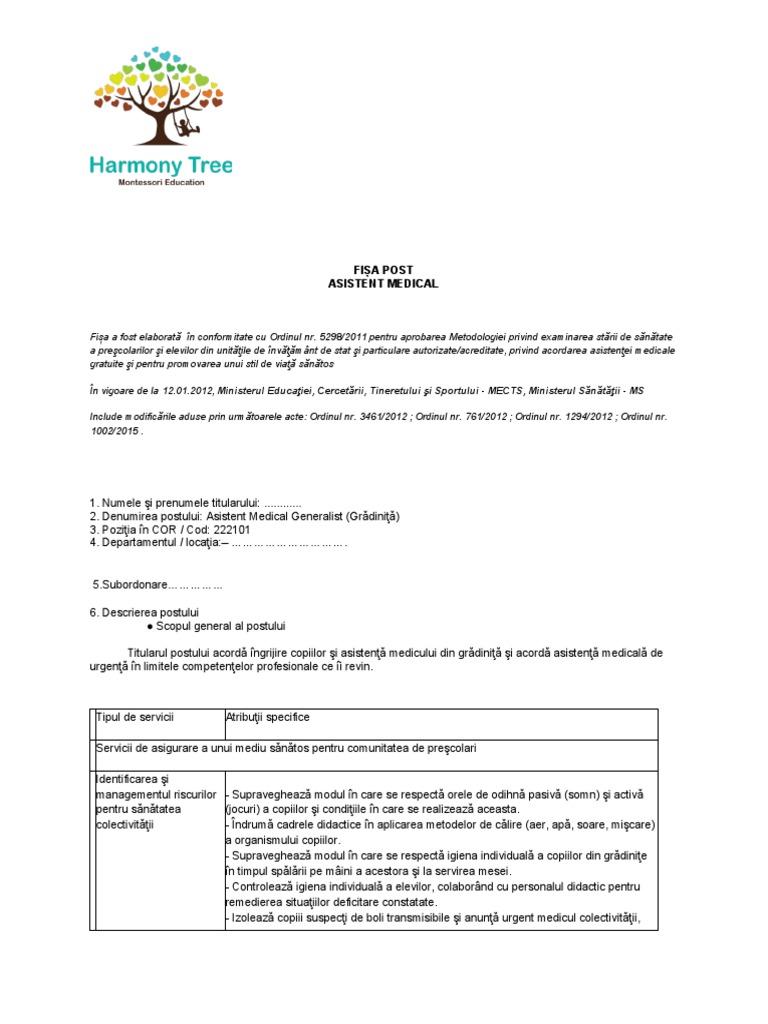 8.fisa Post Asistent Medical | PDF