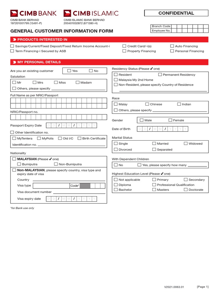 Unified GCI Form (V2021.0063.01) + Property Financing App Form (V2021 ...