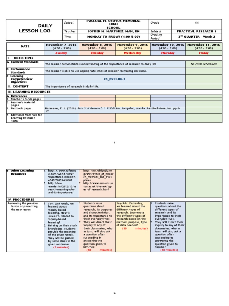 Practical Research DLL Week 2 | PDF