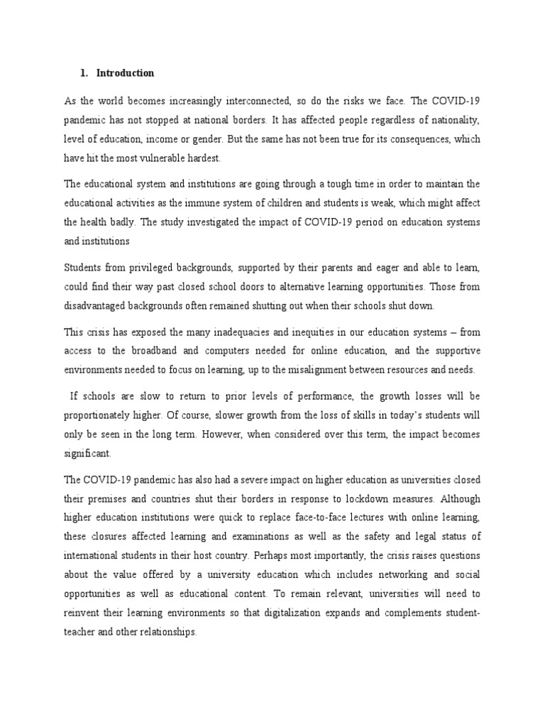 Covid-19 Impact in Education | PDF