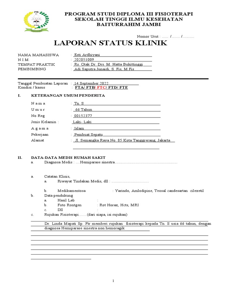 Contoh Status Klinik | PDF | Pengembangan Diri
