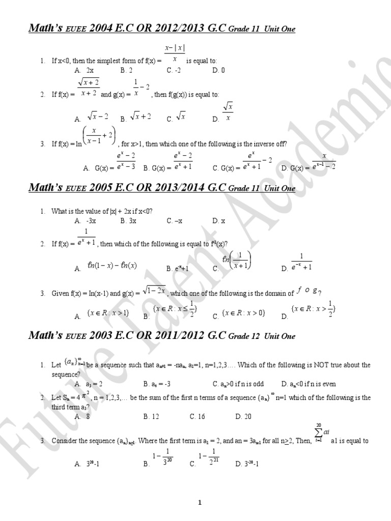 Maths G 11 & 12 Unit 1 | PDF | Analysis | Mathematics