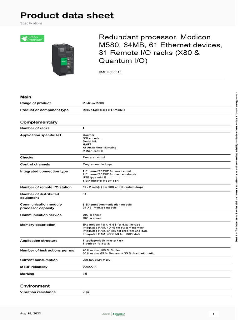 Modicon M580 - BMEH586040 | PDF | Random Access Memory | Input/Output Modicon M580 - BMEH586040 | PDF | Random Access Memory | Input/Output