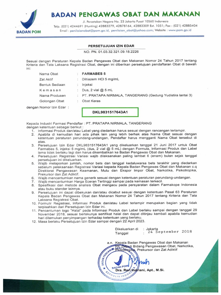 NIE Farmabes 5 (Depan) (APRIL 2023) | PDF