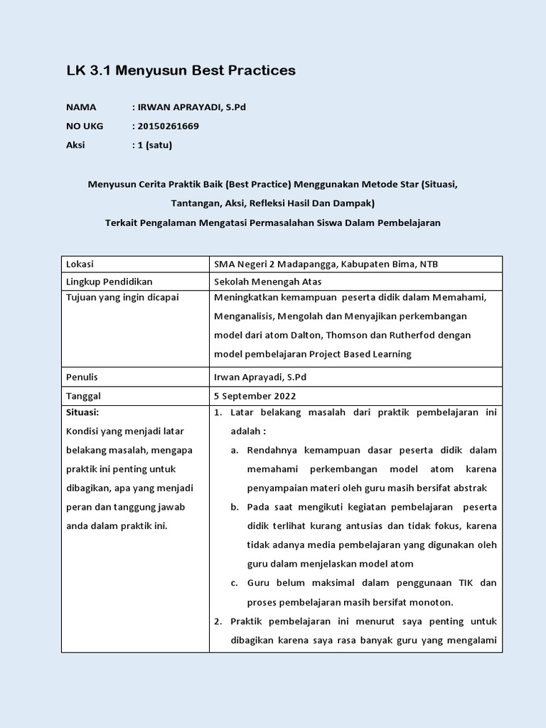 LK 3.1 Menyusun Best Practices | PDF