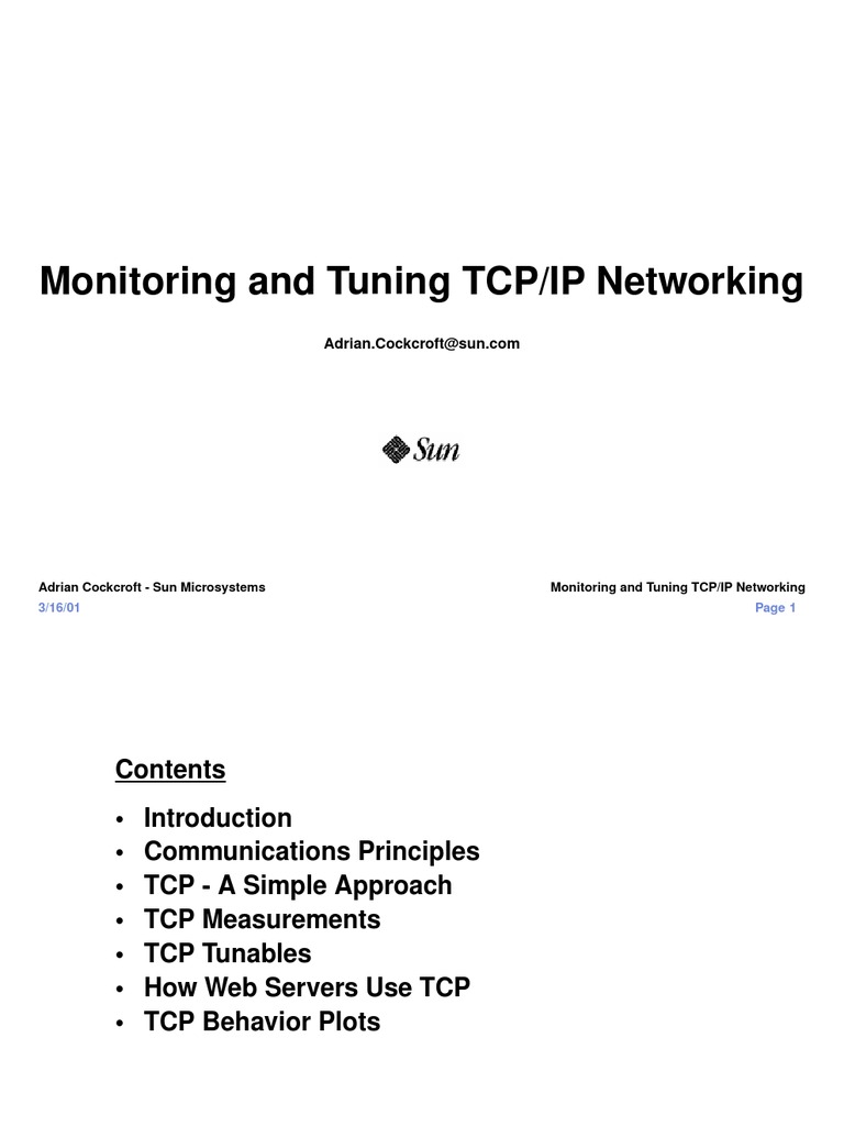 Monitoring And Tuning Tcpip Networking 2001 Pdf Transmission Control Protocol Port