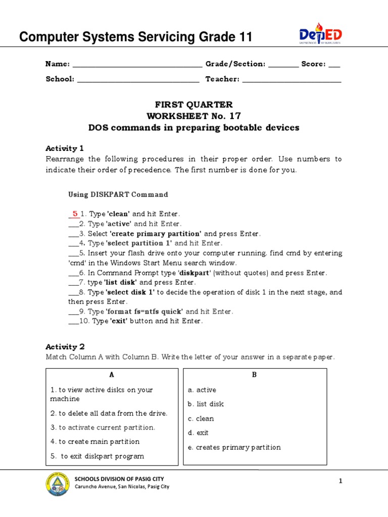 TVL CSS G11-Q1-DW17 | PDF | Information Technology Management | Ibm Pc Compatibles