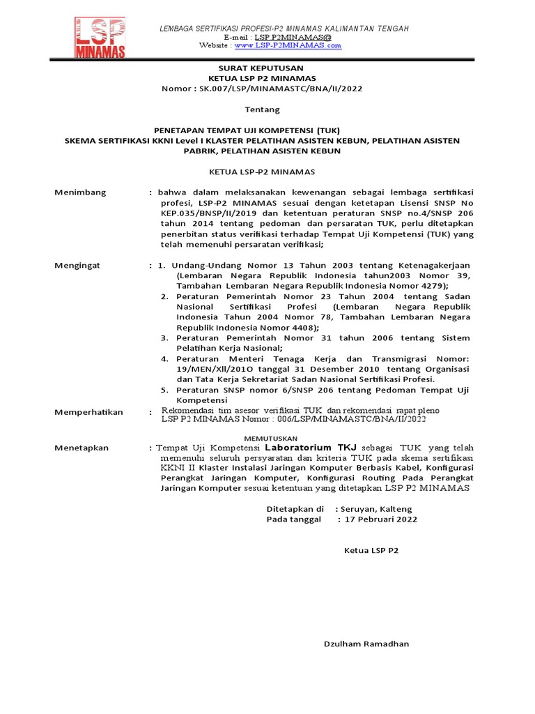 Sk-Penetapan-Tuk-Terverifikasi | PDF