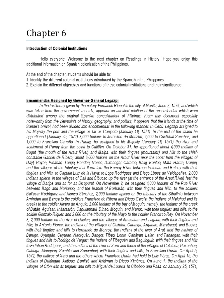 Introduction of Colonial Institutions | PDF