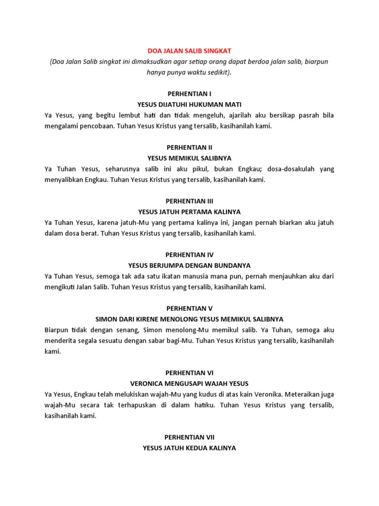 Doa Jalan Salib Singkat Katolik | PDF | Agama & Spiritualitas