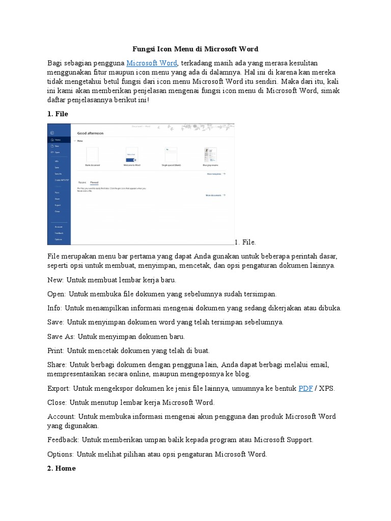 Fungsi Ikon Menu di Microsoft Word | PDF | Seni | Komputer