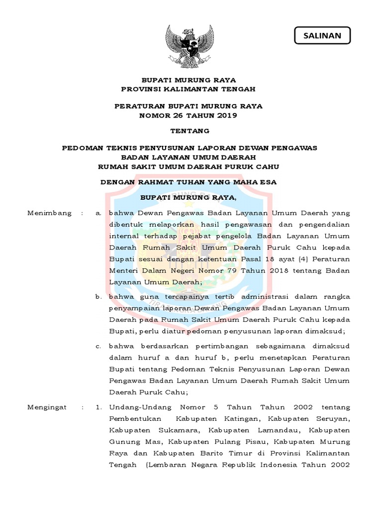 Perbup Mura No 26 Tahun 2019 TTG Pedoman Teknis Penyusunan Laporan ... Perbup Mura No 26 Tahun 2019 TTG Pedoman Teknis Penyusunan Laporan ...