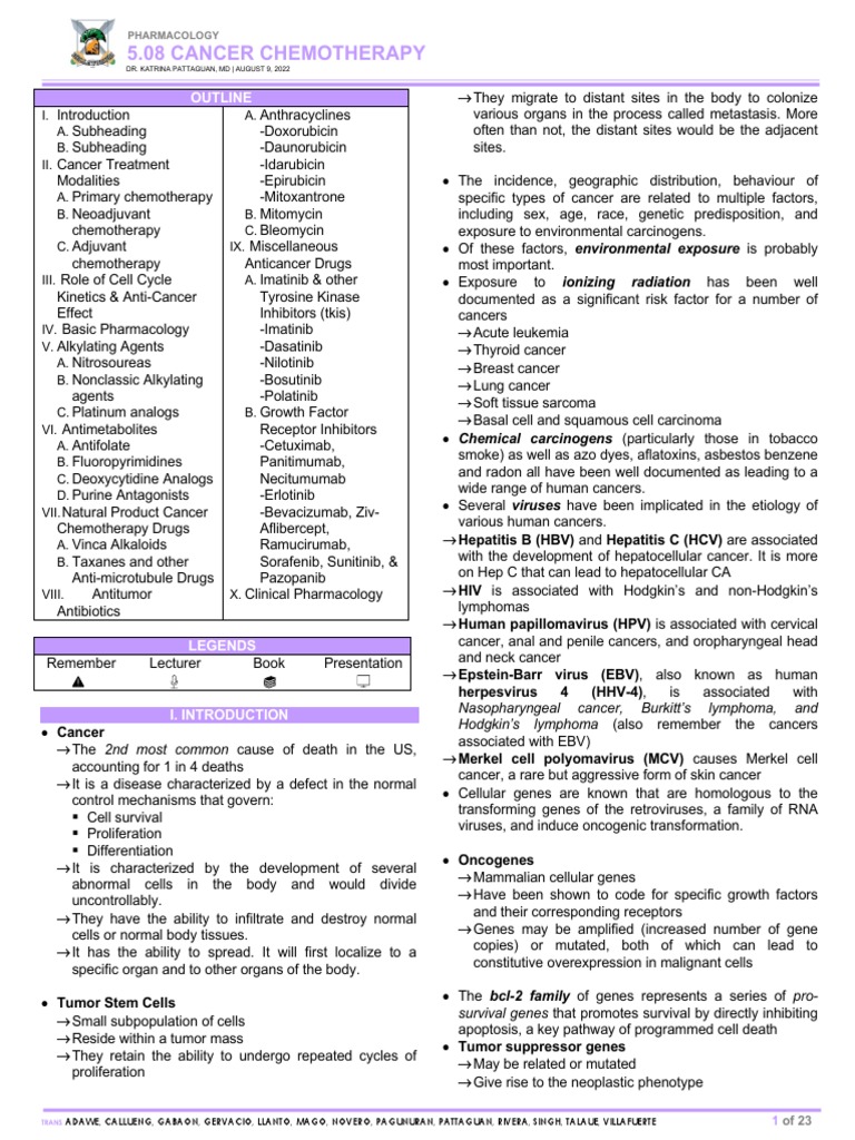 (Pcol) Cancer Chemotherapy | PDF | Chemotherapy | Cancer