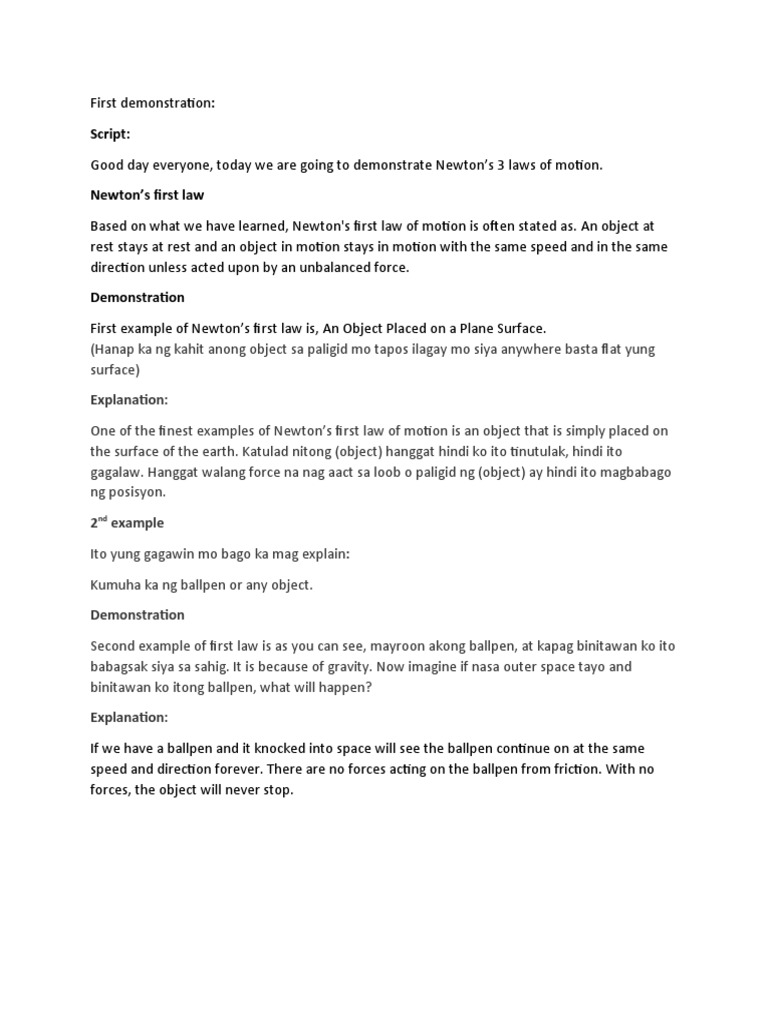 3 Laws of Motion - Script | PDF | Force | Newton's Laws Of Motion