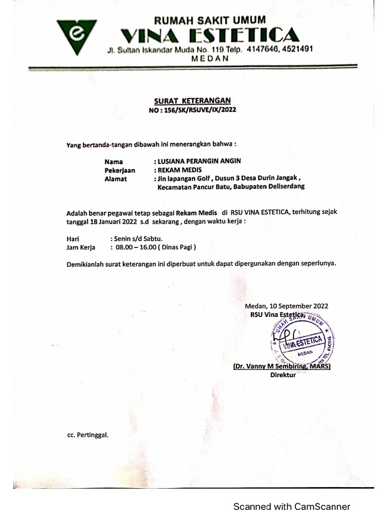 Surat Keterangan Fasyankes | PDF