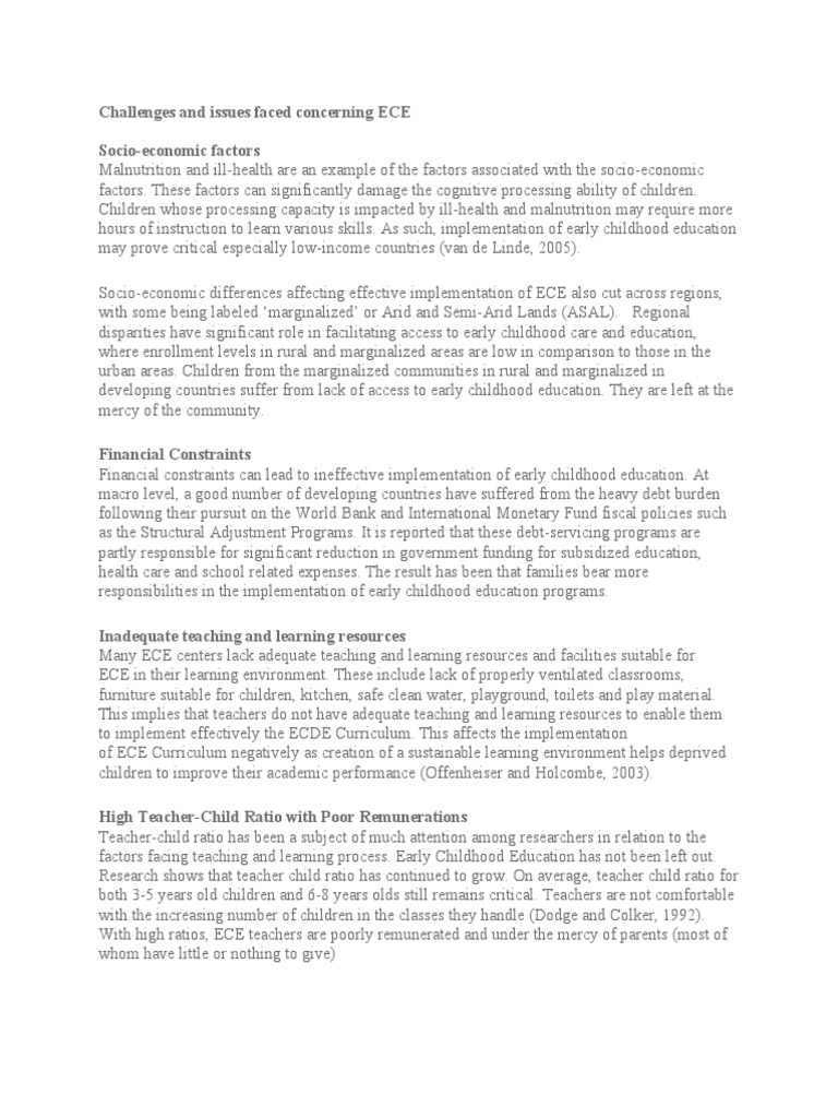 Challenges in Early Childhood Education | PDF | Early Childhood ...