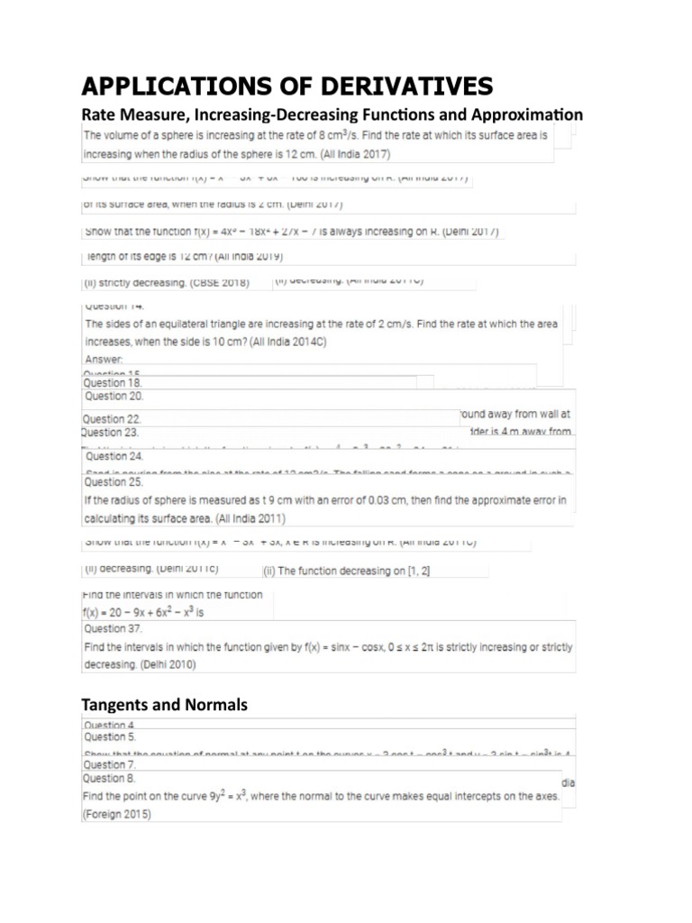 Application of Derivatives | PDF