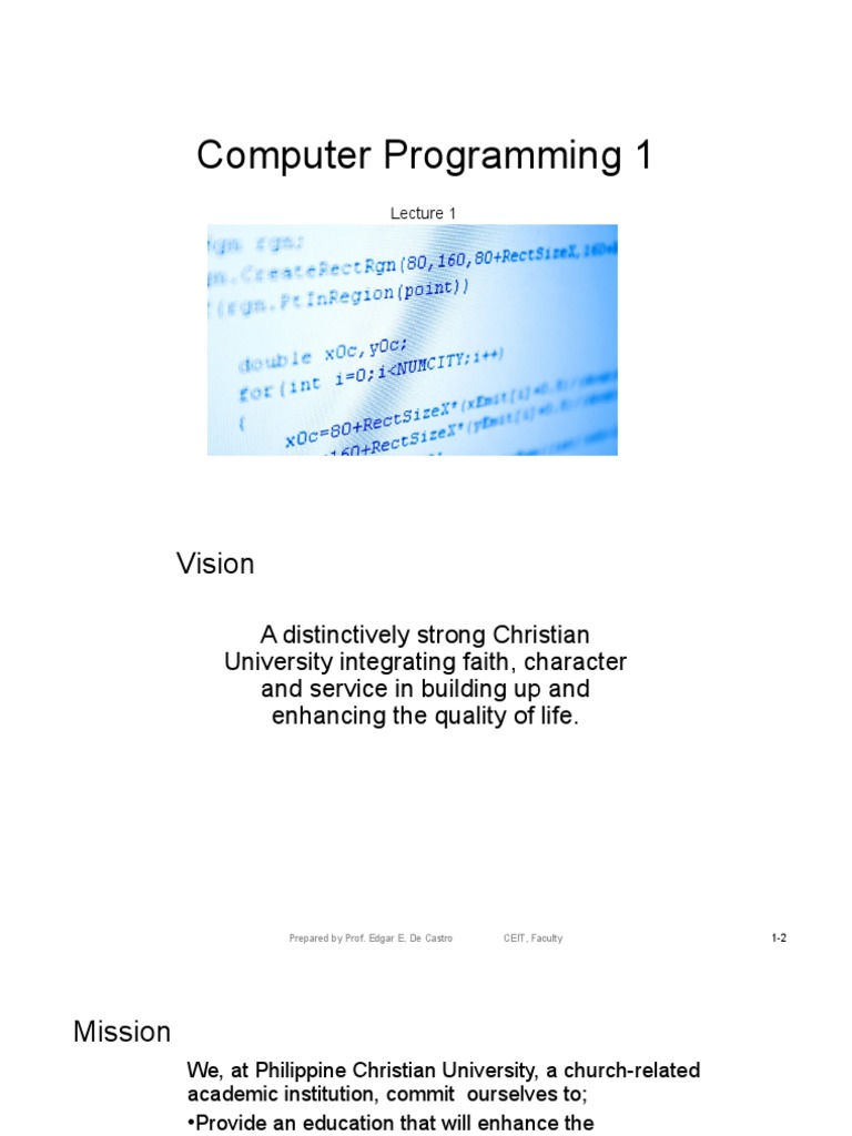 CP1 Lec 1 Pre | PDF | Programming | Computer Program