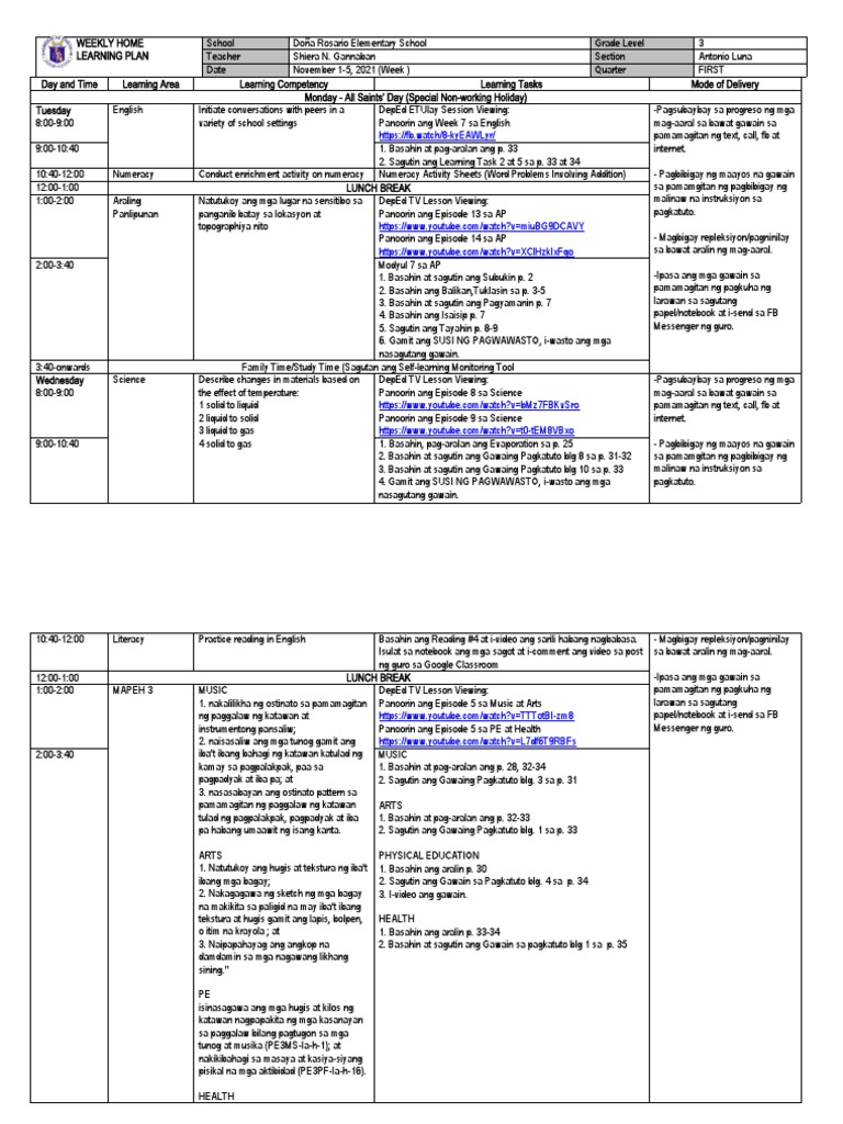 WHLP and SMT Grade 3 Q1 Week 7 | PDF