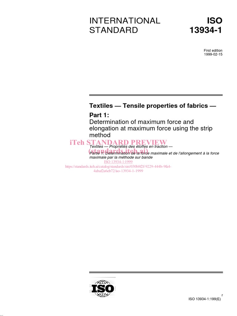 Iso 13934 1 1999 | PDF | International Organization For Standardization