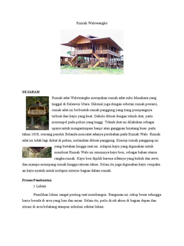 Sejarah dan Struktur Rumah Walewangko | PDF