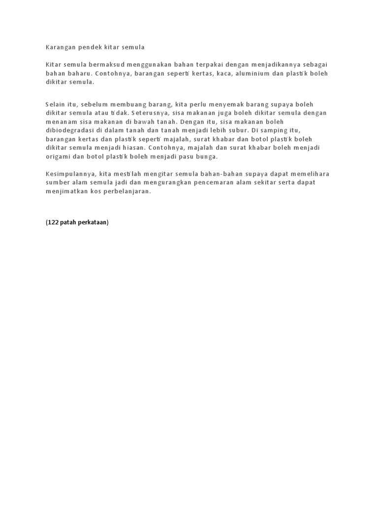 Karangan Pendek Kitar Semula | PDF