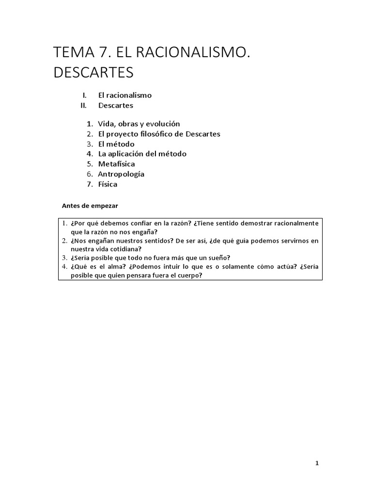 Descartes y Kant | PDF | René Descartes | Racionalismo