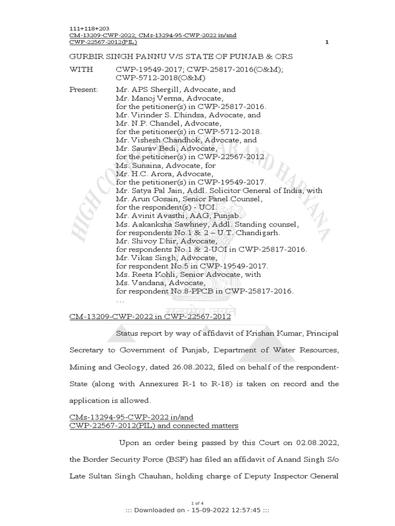 CM 13294-CWP 2022 29 08 2022 Interim Order | PDF | Advocate | Earth Sciences