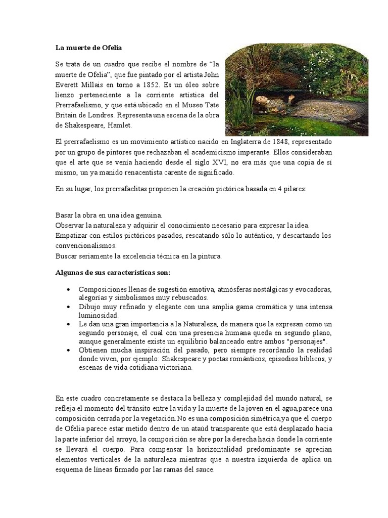 La Muerte de Ofelia | PDF | Hermandad prerrafaelita | Pinturas