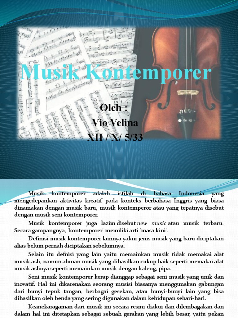 MUSIK KONTEMPORER: PERKEMBANGAN, UNSUR, DAN TOKOH | PDF