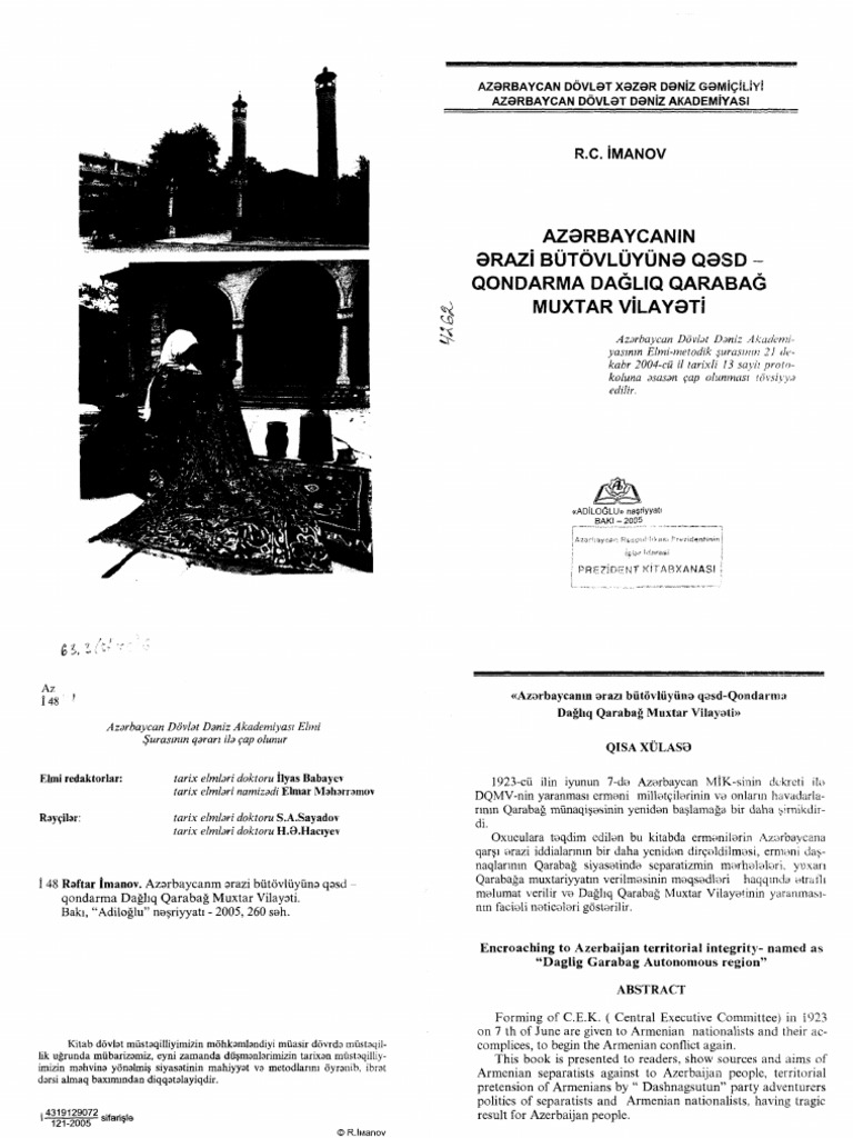 Azerbaycanin Erazi Butovluyune Qesd-Qondarma Dagliq Qarabag Muxtar ...