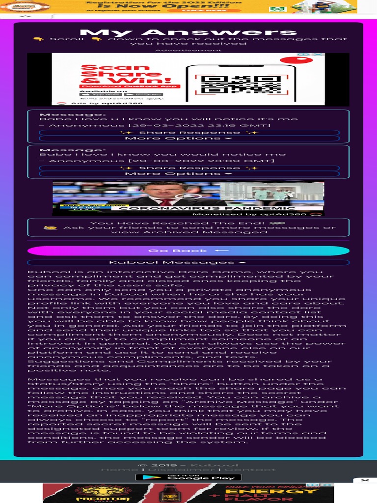 My Messages - Kubool 2 | PDF | Anonymity | Popular Culture & Media Studies