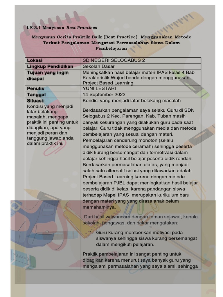 LK 3.1 Best Practice+Rtl Yuni Lestari | PDF