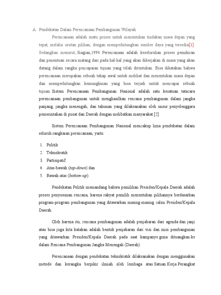 Pendekatan Dalam Perencanaan Pembangunan Wilayah | PDF