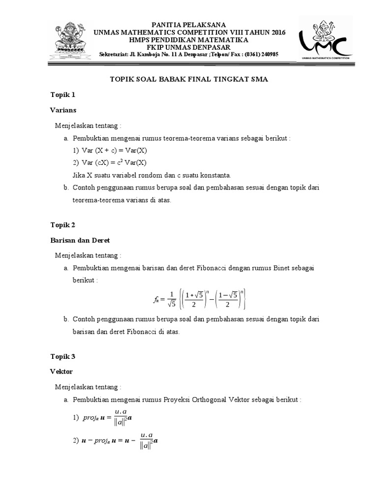 Soal Babak Final SMA UMC | PDF
