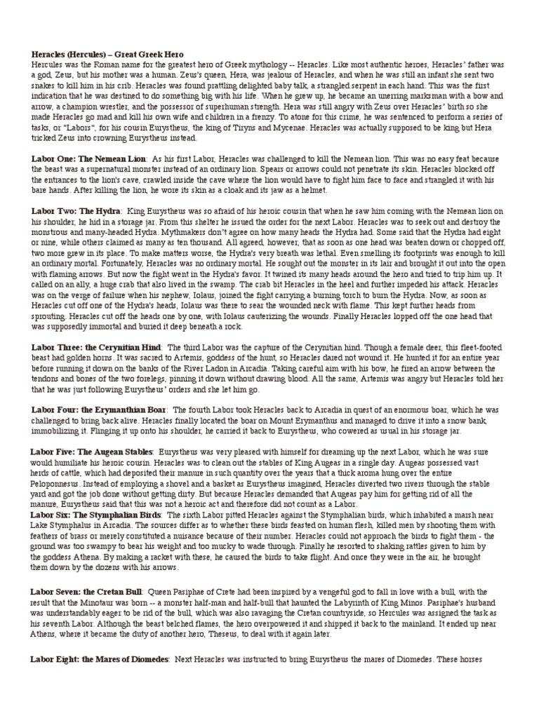 Heracles (Hercules) (Article) Author Various Authors | PDF | Hera ...