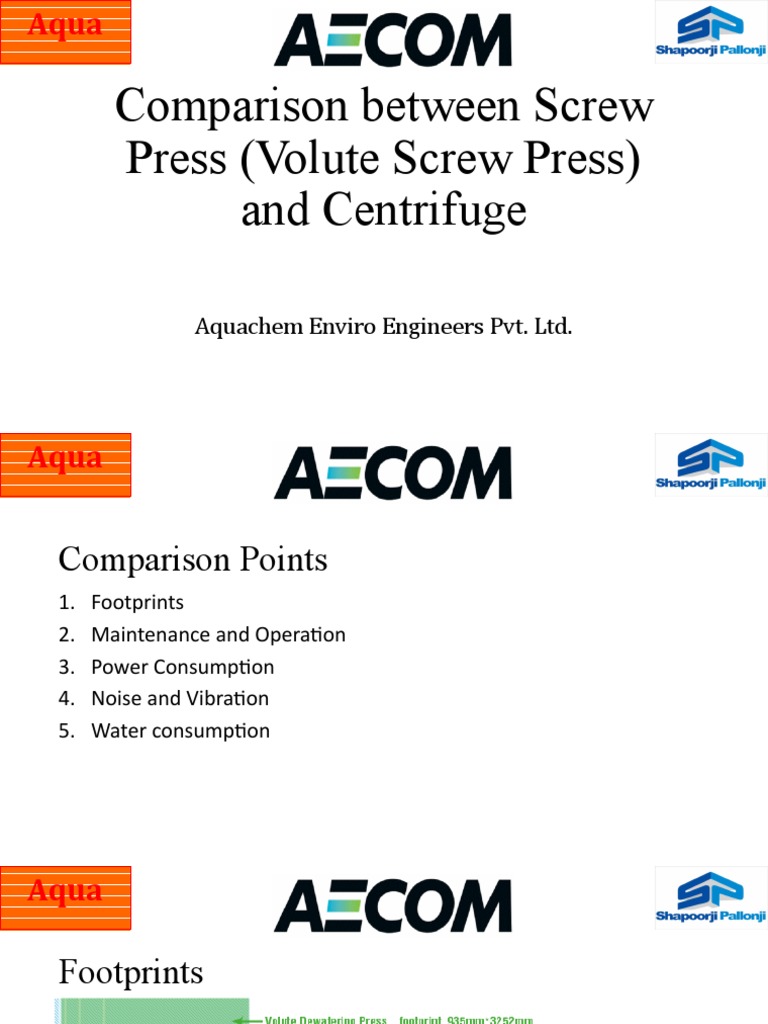 Comparision of Screw Press and Centrifuge | PDF | Computers
