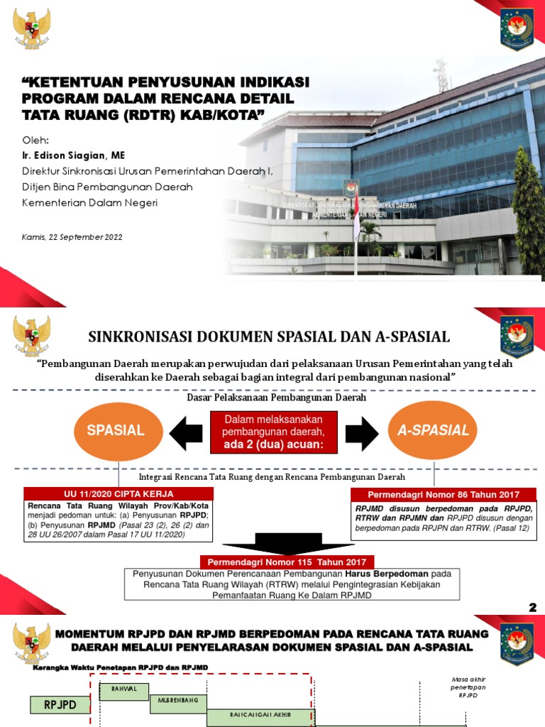 Kemendagri-22092022-Ketentuan Penyusunan Indikasi Program Dalam RDTR | PDF
