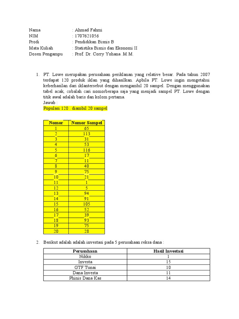 Ahmad Fahmi - 1707621056 - SEB II | PDF | Karier & Perkembangan | Pengelolaan Keuangan & Uang