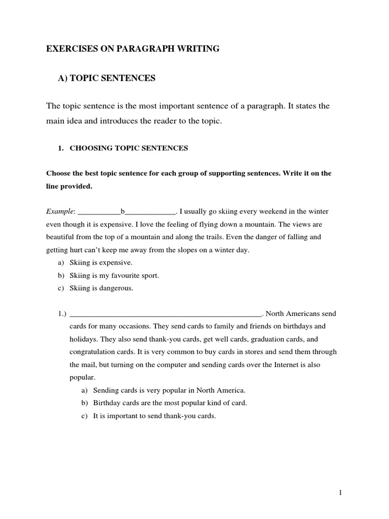 Exercises On Paragraph Writing A Topic S | PDF | Vegetables