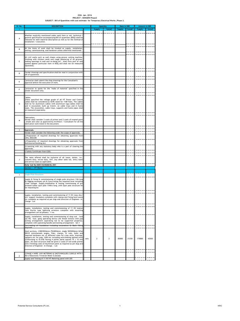 Construction Electrical Boq New | PDF | Fuse (Electrical) | Transformer