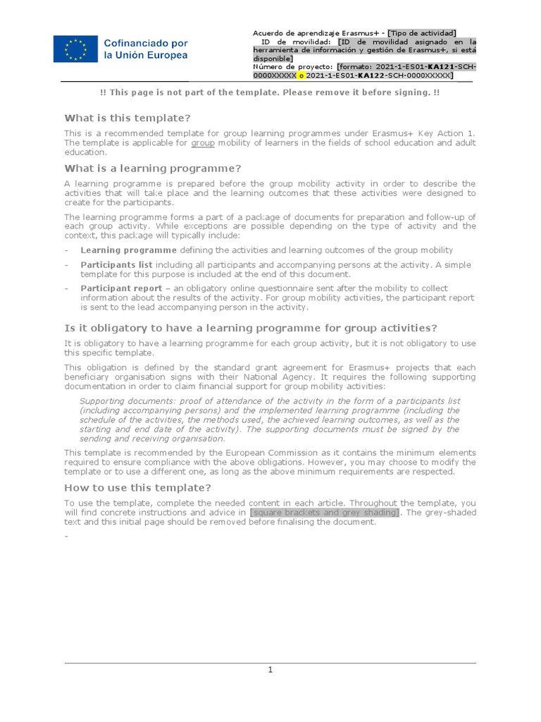 SCH - Acuerdo de Aprendizaje para Movilidad de Grupo - EN | PDF | Learning | Computing